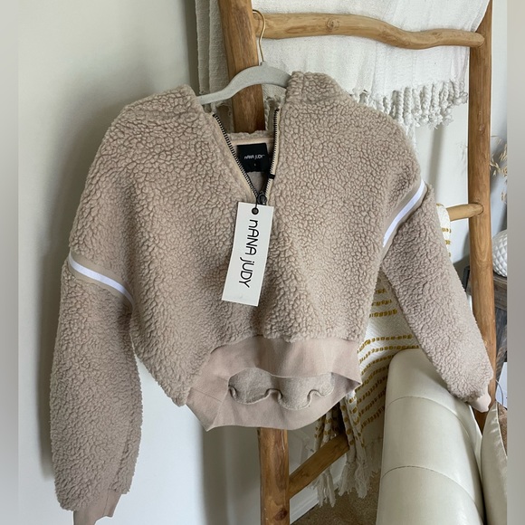 nANA judy | Jackets & Coats | Quarter Zip Sherpa Hooded Teddy Jacket ...